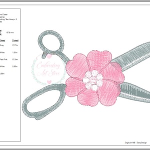 Flower Scissors Machine Embroidery Design, Scissors Pes, 3 Sizes ...