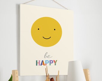 Be Happy Wall Art | Etsy