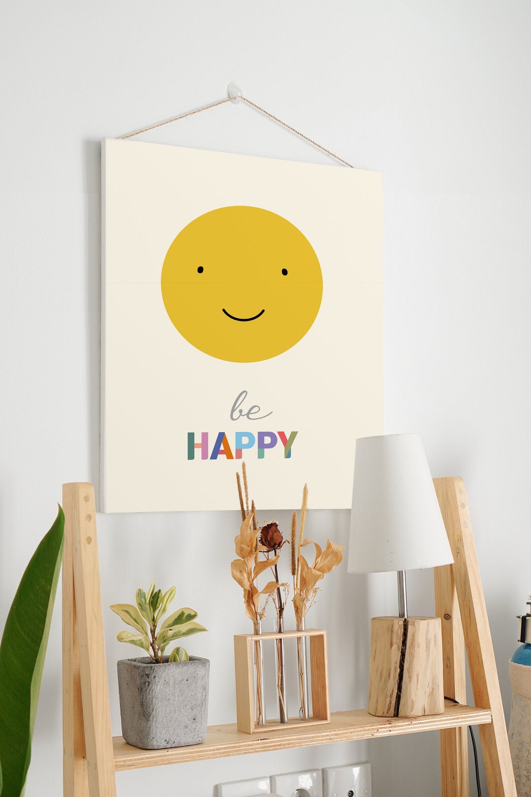 Be Happy Print, Rainbow Colors,be Happy Poster,be Happy Digital Artwork ...