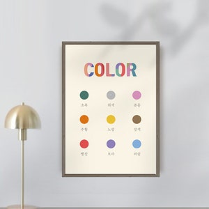 Korean Alphabet Poster, Hagul Colors Print, Hanguel Wall Art, Rainbow ...