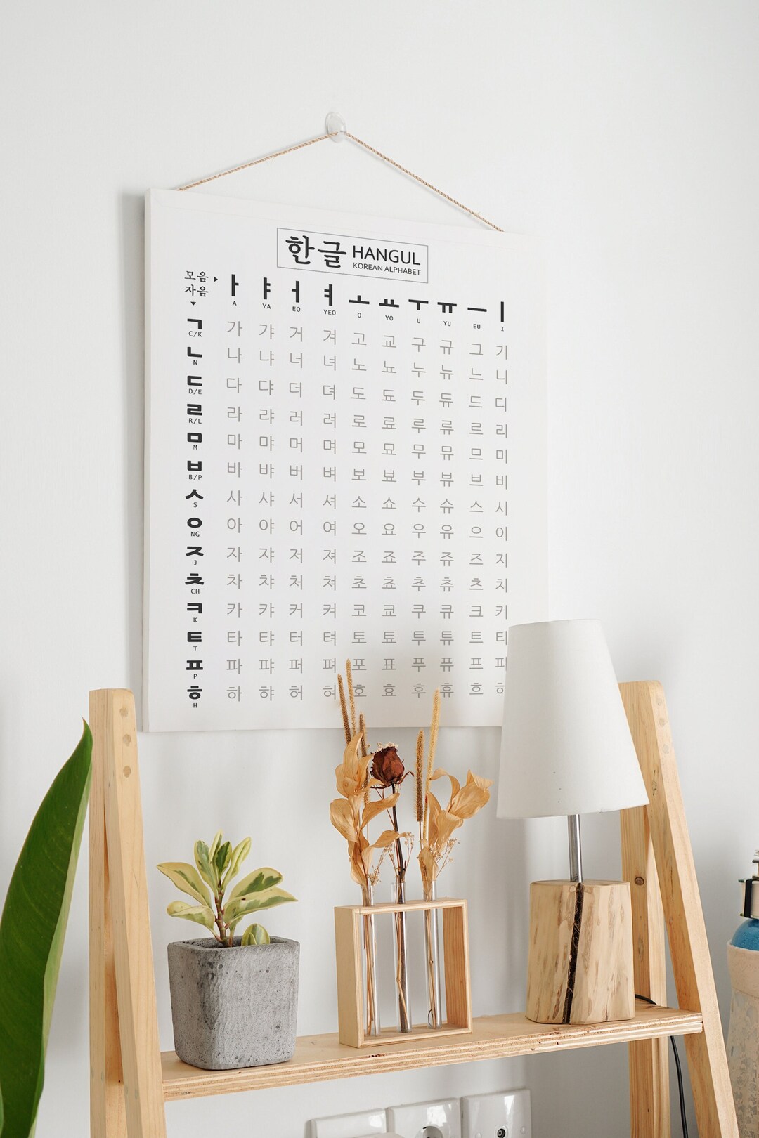 Korean Consonants and Vowels Poster, Korean Study, Hangul Chart, Hangul ...