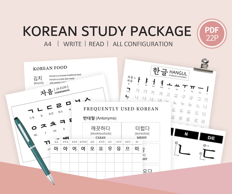 Korean Study Starter Pack Hangul Printable Hangul Writing Worksheet ...