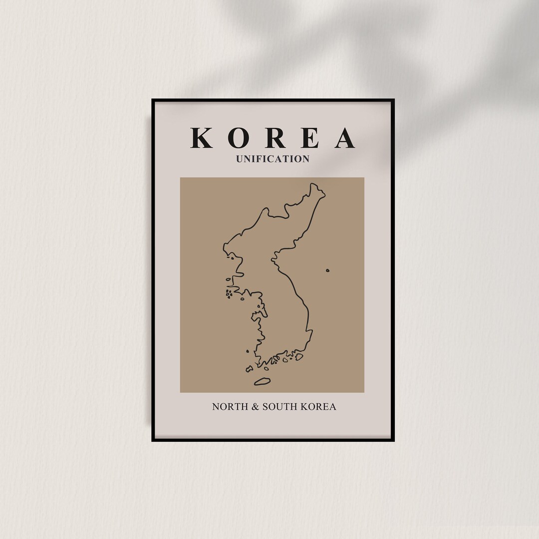 Korea Print - Boho Korea Wall Art and Decor, Korean Map, United Country ...