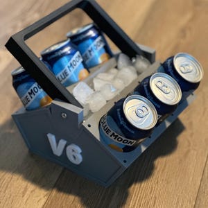 V6 Engine Block Cooler - 6 Cans + Ice, Perfect Gift for Car Guys, Man ...