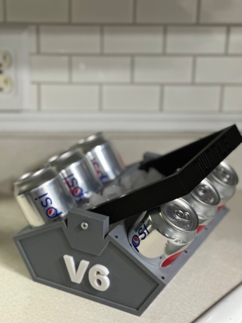 V6 Engine Block Cooler - 6 Cans + Ice, Perfect Gift for Car Guys, Man ...