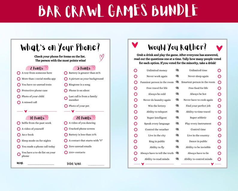 Ultimate Bar Crawl Games Bundle, 5 Bar Hopping Games Including Bar ...