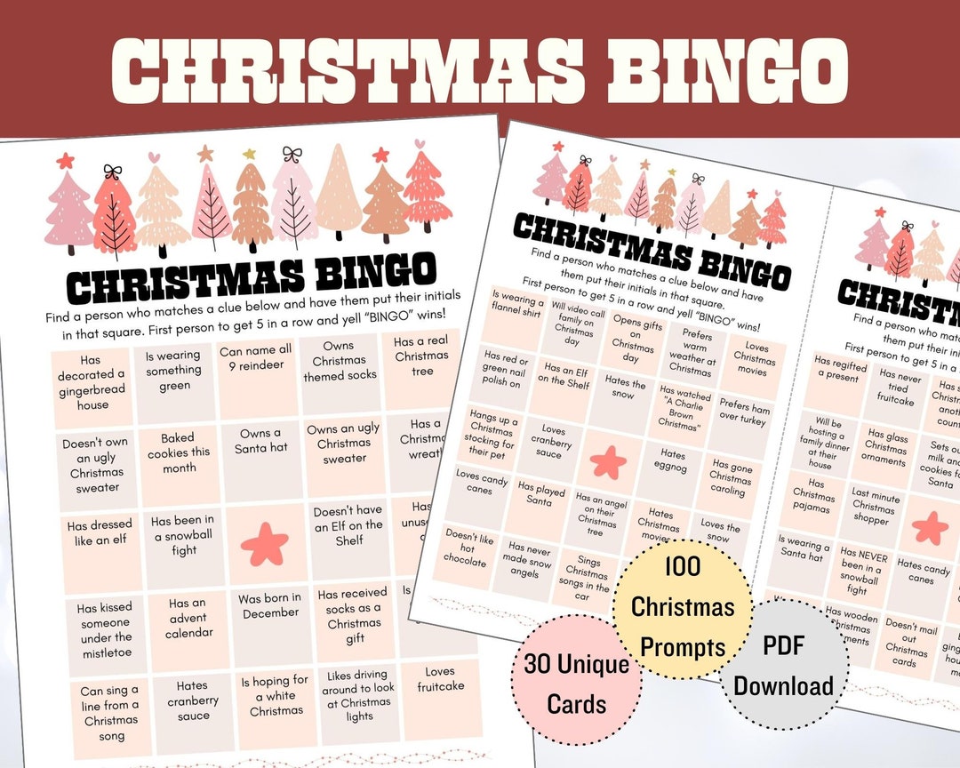 Printable Christmas Bingo With 30 Unique Cards, Find the Guest Game ...