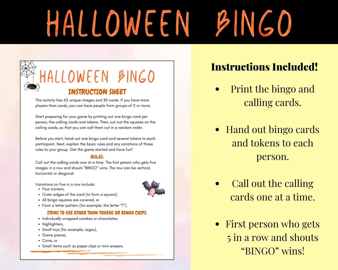 Halloween Bingo, 30 Unique Fall Bingo Cards – Perfect for Classroom ...