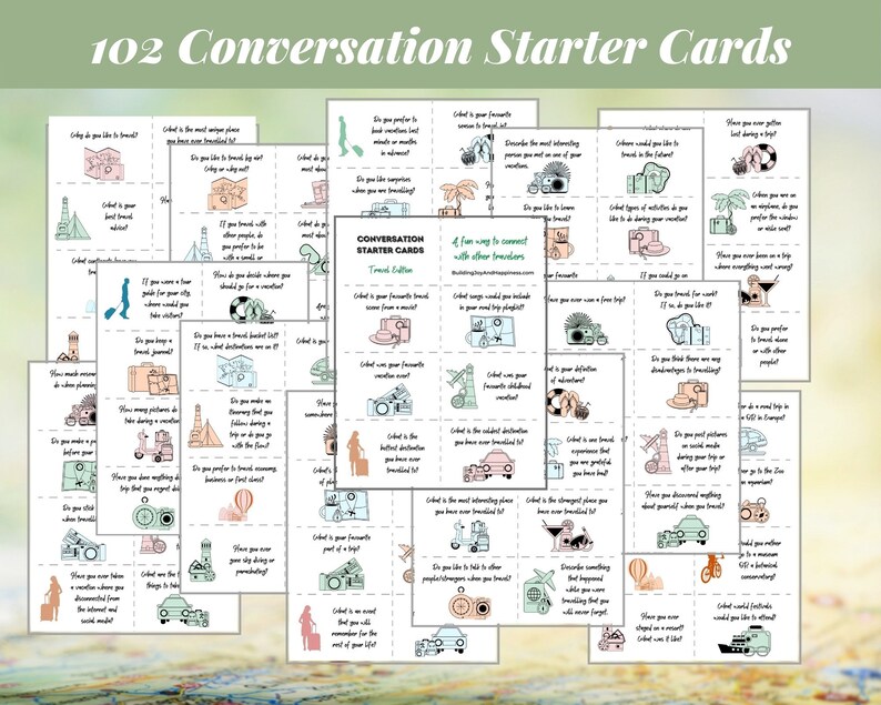 102 Travel Themed Conversation Starter Cards, Party Games, Vacation ...