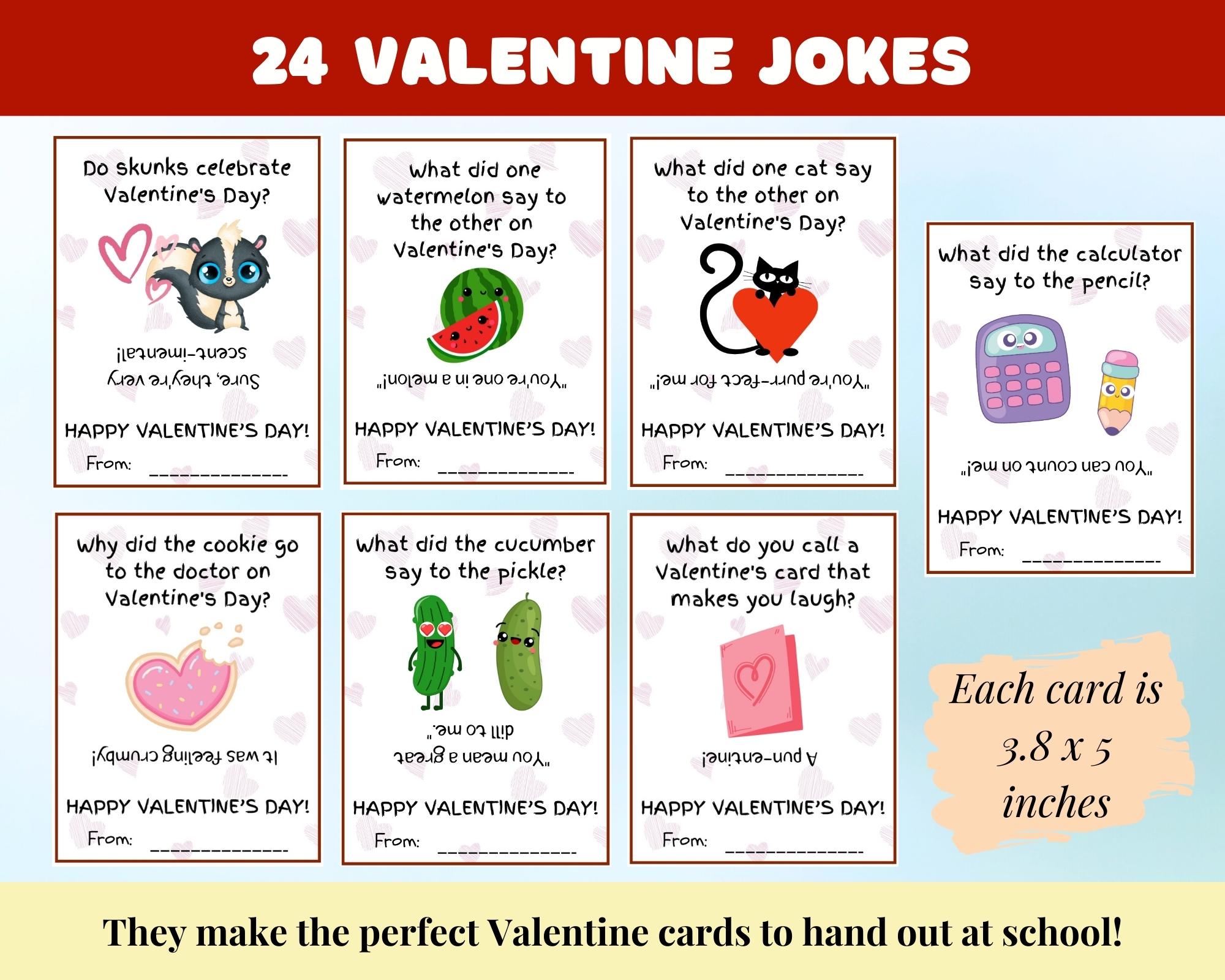 24 Valentine Jokes for Kids, Valentine's Day Cards, Preschool Valentine ...