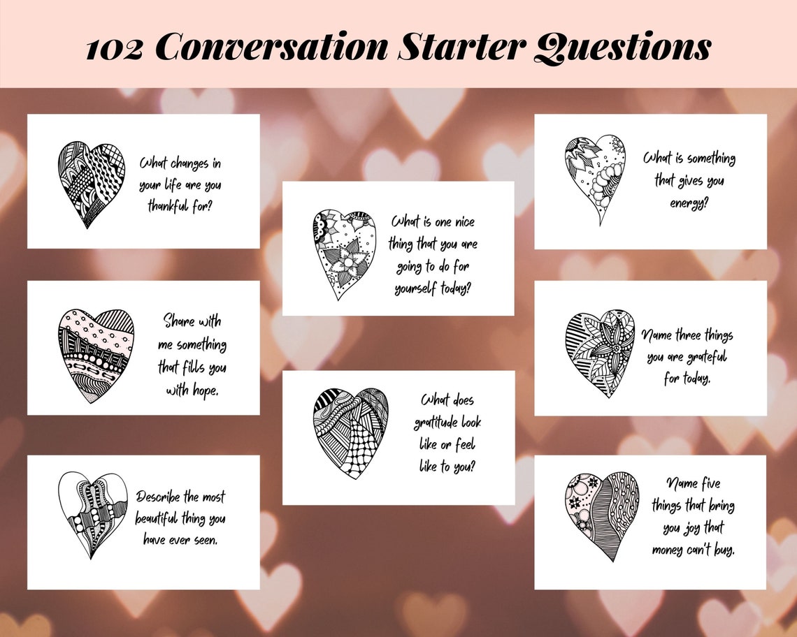 102 Gratitude Conversation Starter Cards, Gratitude Journal Prompts ...