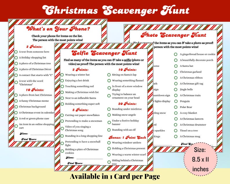 Christmas Scavenger Hunt, Adult Scavenger Hunt Games, What's on Your ...