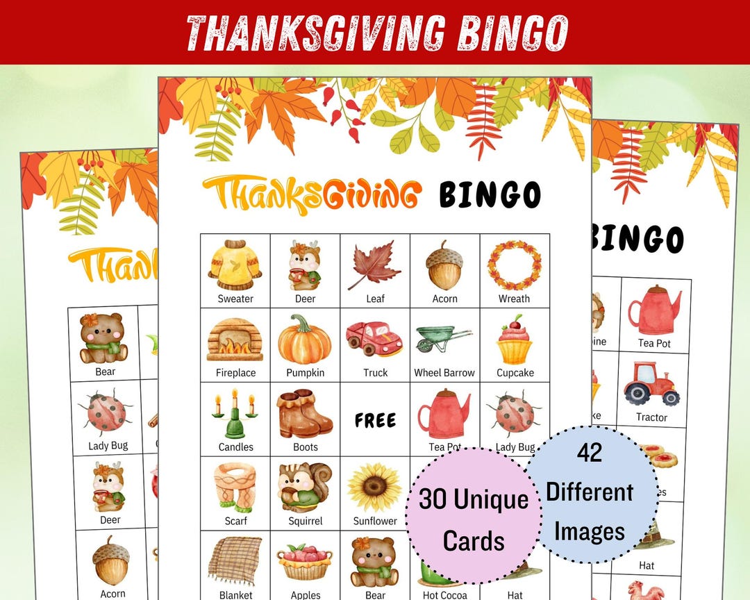 30 Thanksgiving Bingo Cards, Perfect for Friendsgiving Games, Use in ...