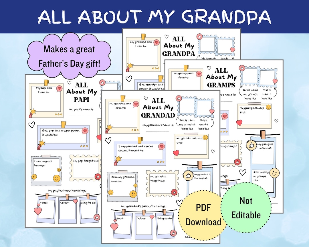 Grandpa Printable, All About My Grandpa Worksheet, Abuelo Gift ...