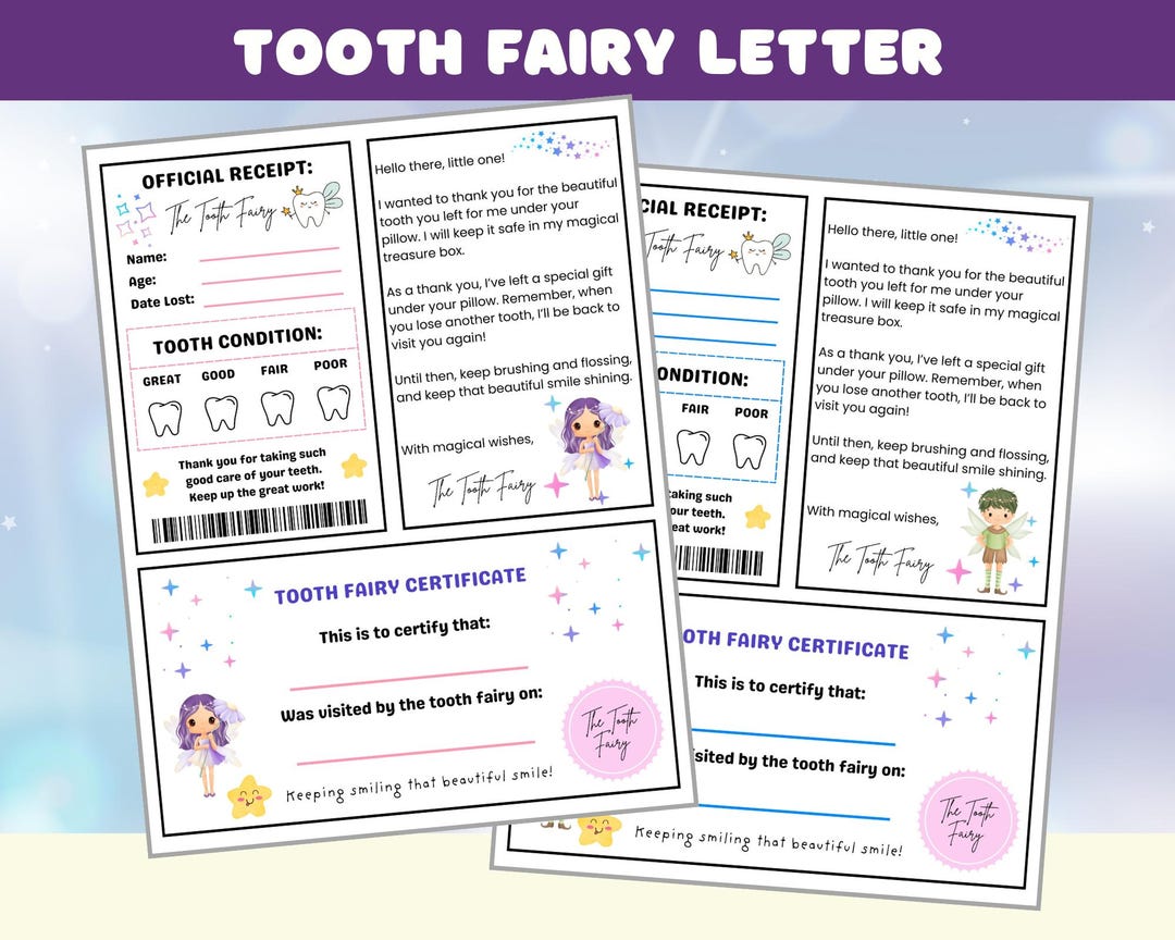Printable Tooth Fairy Letter, Tooth Fairy Note, Tooth Fairy Visit ...