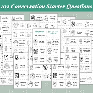 102 Conversation Starter Cards for Kids, Printable Conversation Cards ...