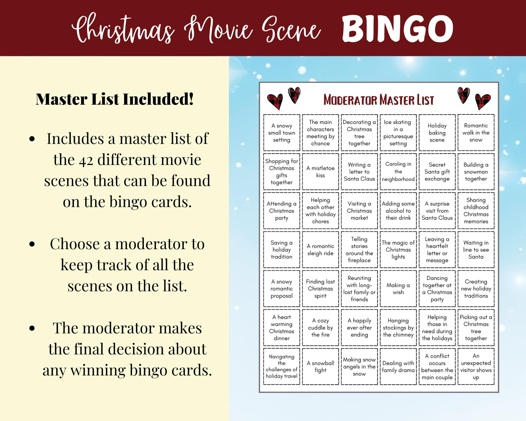 Christmas Movie Scene Bingo, 30 Unique Holiday Bingo Cards, Fun ...