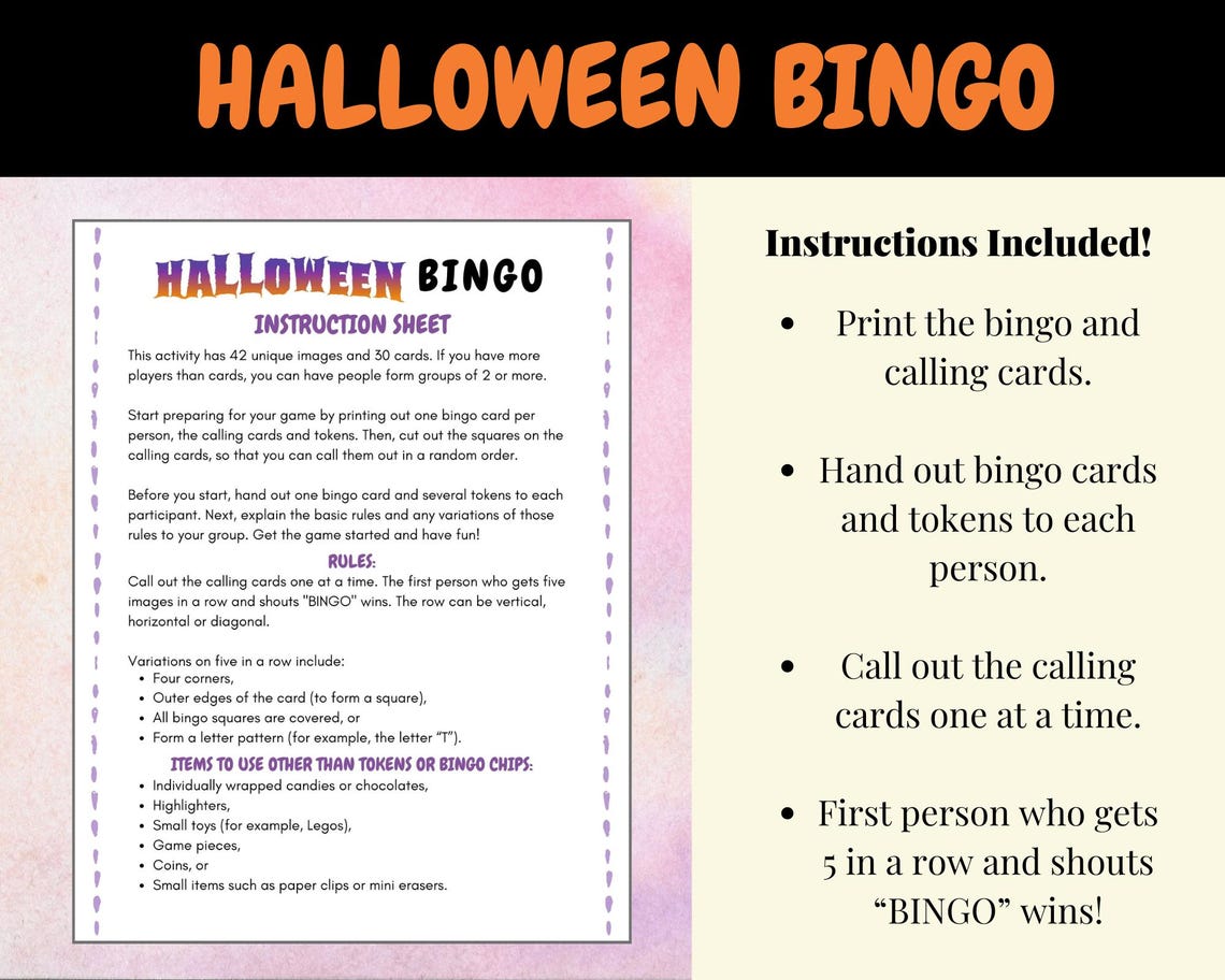 30 Halloween Bingo Cards – Perfect for Classroom Halloween Party Games ...