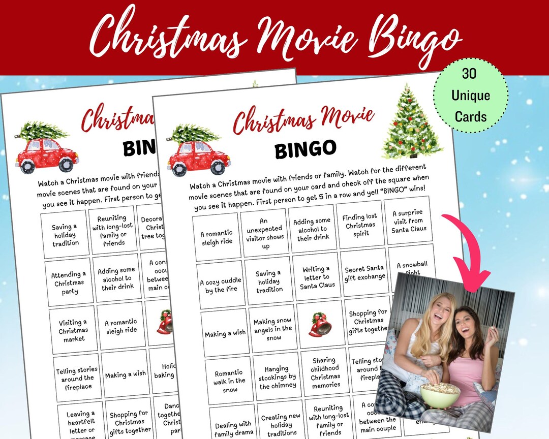 30 Christmas Movie Bingo Cards, Christmas Holiday Movie Bingo, Fun ...
