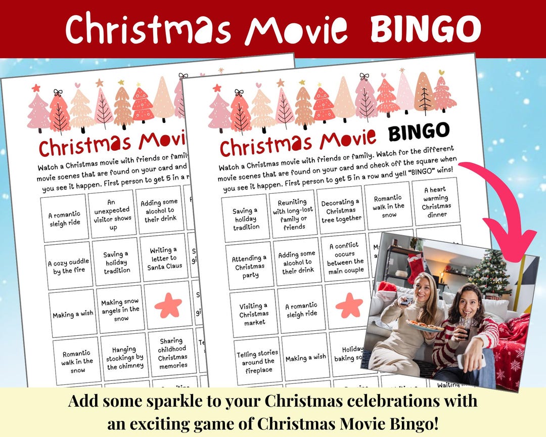 Christmas Movie Bingo, Friendsmas Bingo Games, Christmas Holiday Movie ...