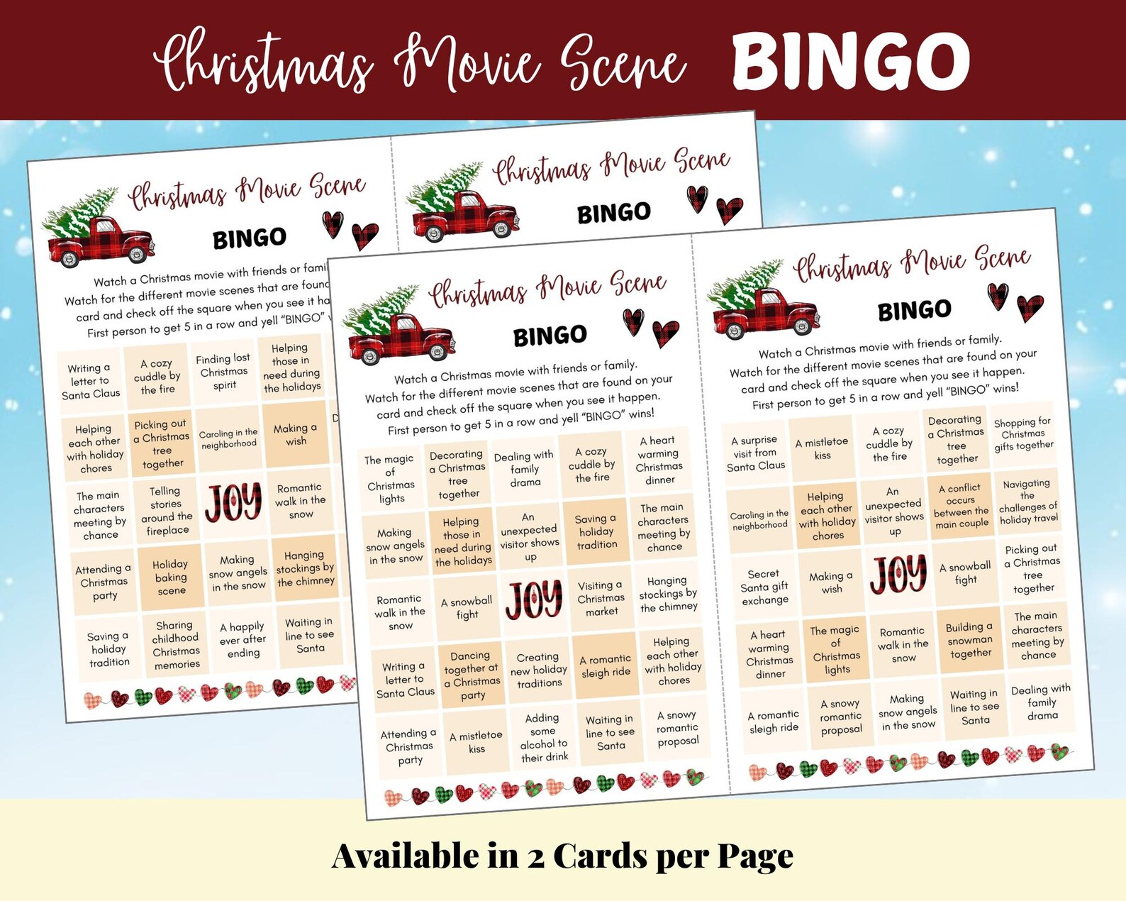 Christmas Movie Scene Bingo, 30 Unique Holiday Bingo Cards, Fun ...