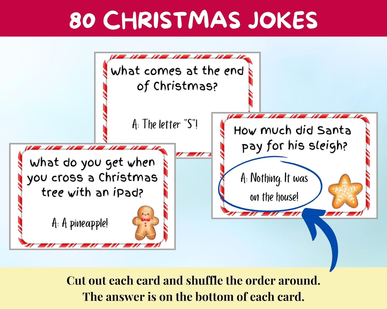 80 Christmas Jokes With Candy Cane Border, Elf Jokes Printable ...