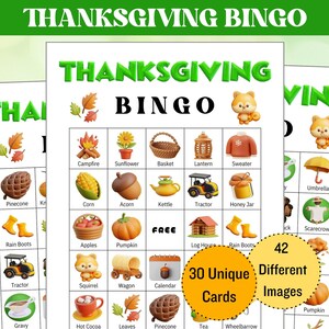 30 Thanksgiving Bingo Cards, Friendsgiving Games, Thanksgiving Games at ...