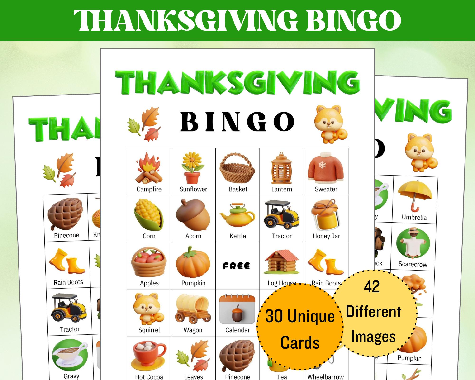 30 Thanksgiving Bingo Cards, Friendsgiving Games, Thanksgiving Games at ...