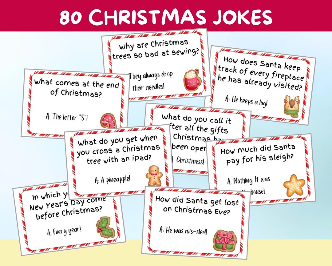 80 Christmas Jokes With Candy Cane Border, Elf Jokes Printable ...
