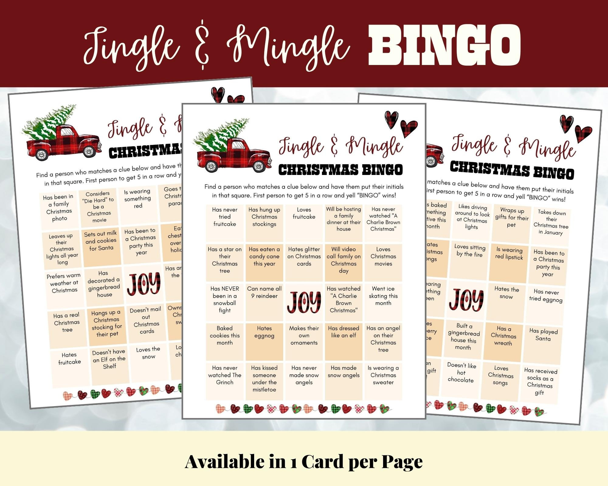 Jingle and Mingle Bingo With a Holiday Plaid Theme, Find the Guest ...