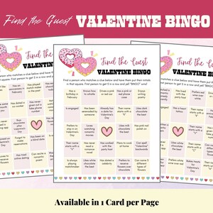 Valentines Bingo With 30 Unique Cards, Valentines Party Games, Find the ...
