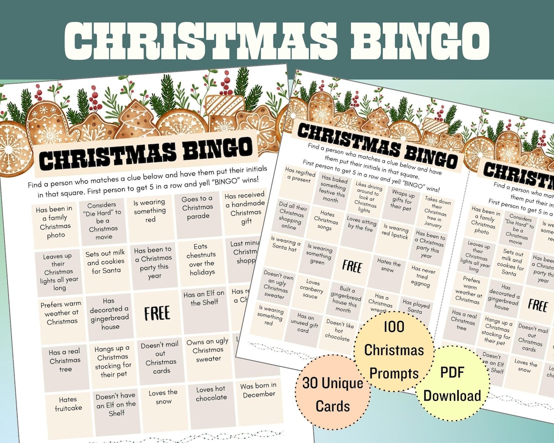 Printable Christmas Bingo With 30 Unique Cards, Find the Guest Bingo ...