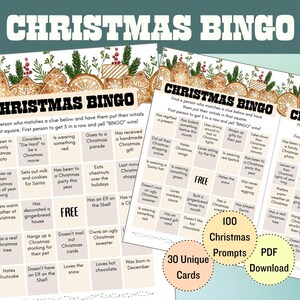 Printable Christmas Bingo With 30 Unique Cards, Find the Guest Bingo ...