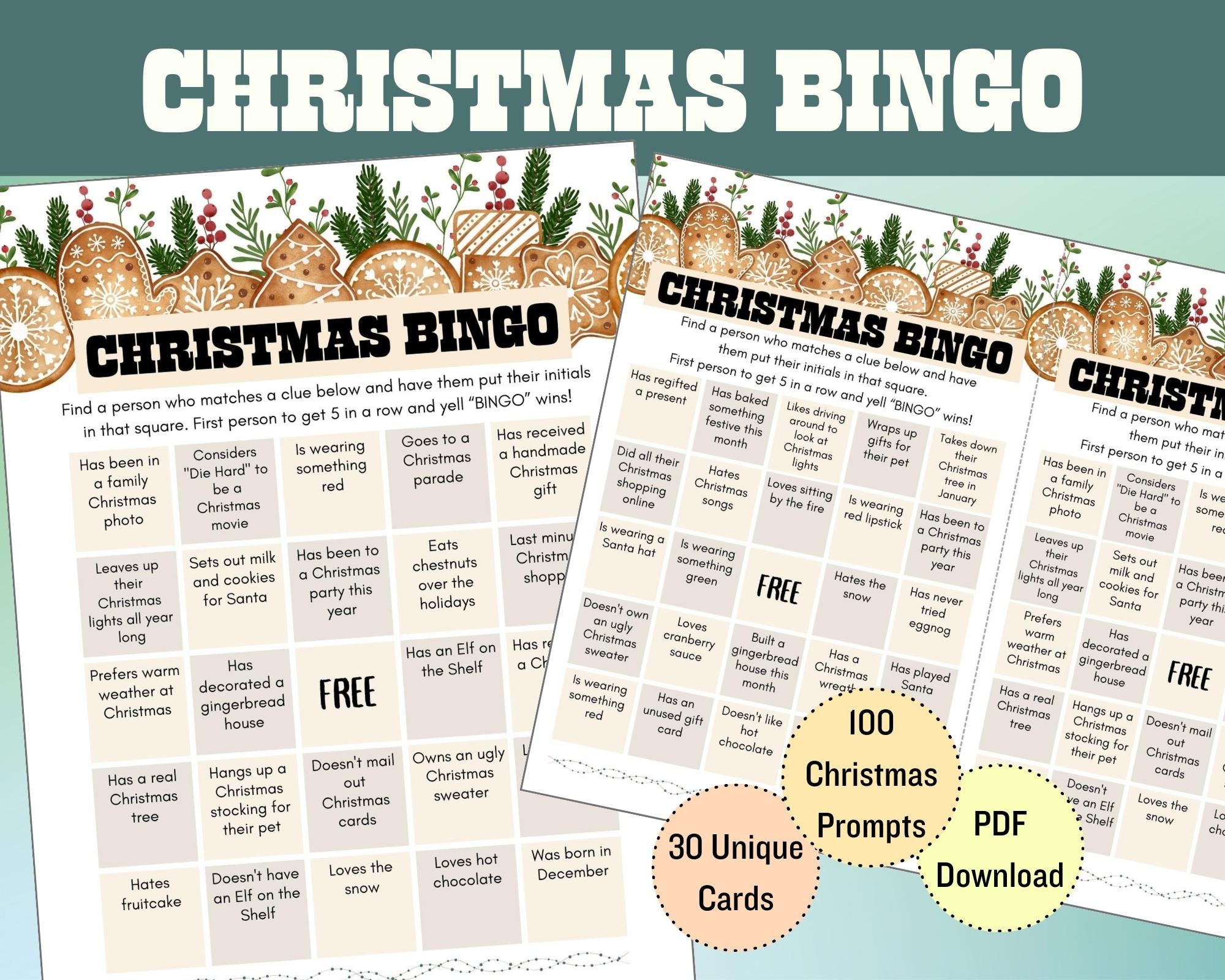 Printable Christmas Bingo With 30 Unique Cards, Find the Guest Bingo ...
