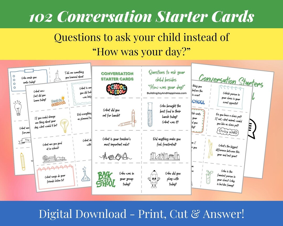 102 Conversation Starter Cards With Questions to Ask Your Child Instead ...
