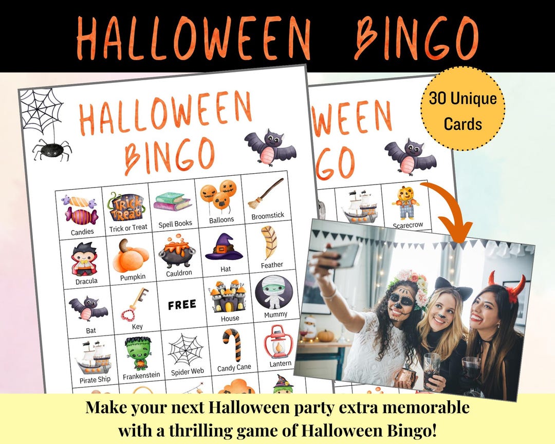 Halloween Bingo, 30 Unique Fall Bingo Cards – Perfect for Classroom ...
