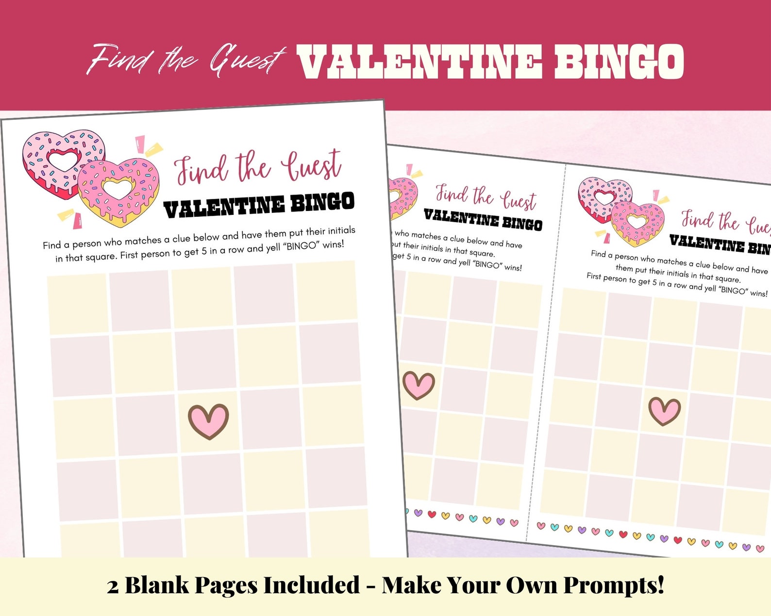Valentines Bingo With 30 Unique Cards, Valentines Party Games, Find the ...