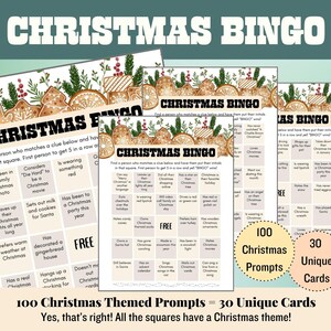 Printable Christmas Bingo With 30 Unique Cards, Find the Guest Bingo ...