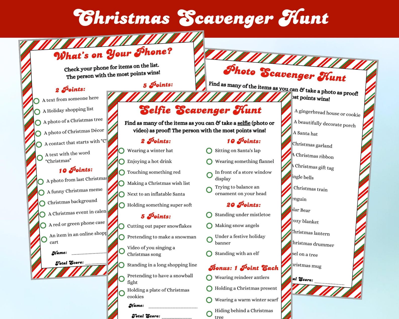 Christmas Scavenger Hunt, Adult Scavenger Hunt Games, What's on Your ...