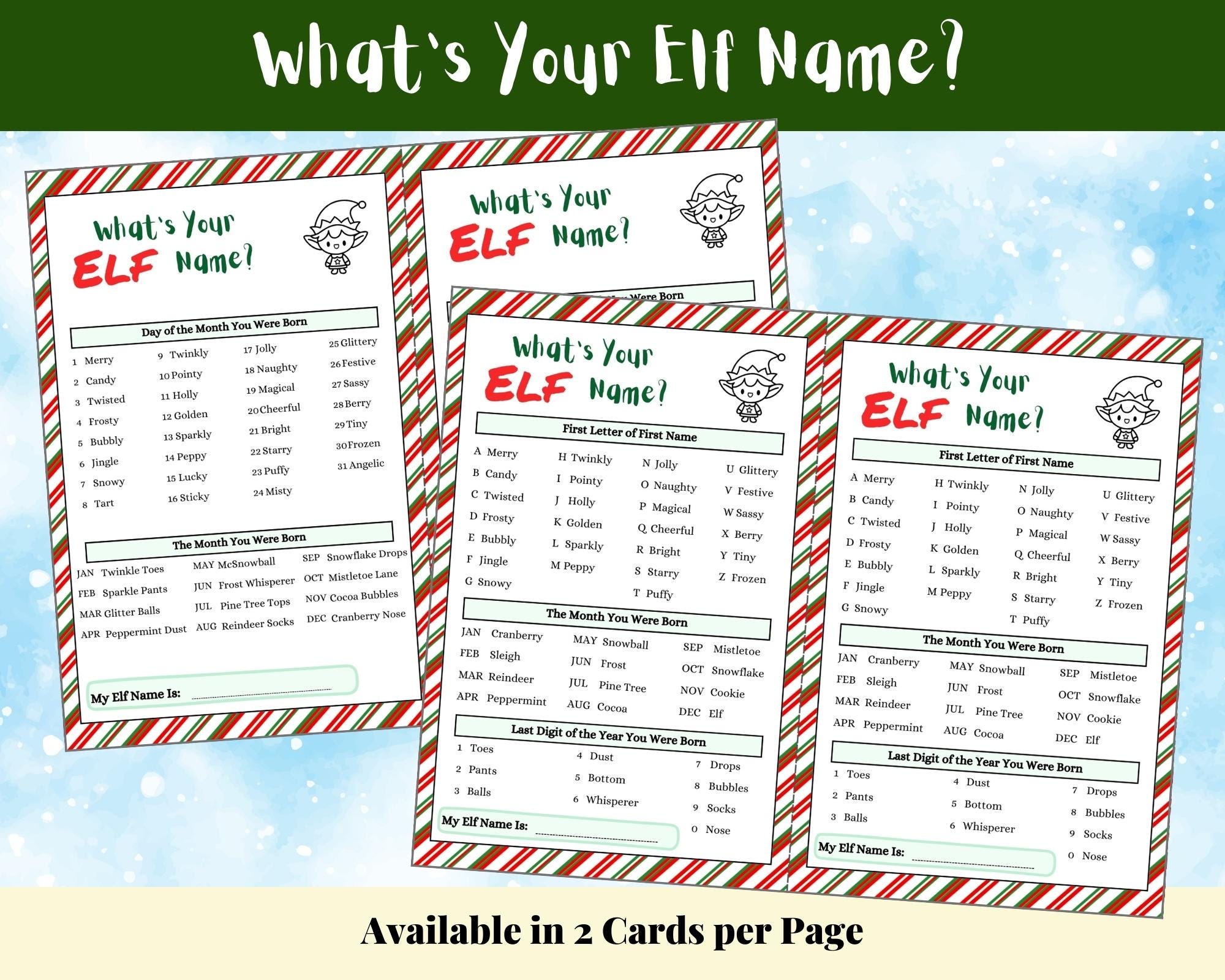 Christmas What's Your Elf Name Game, Printable Elf Name Tags, Holiday ...