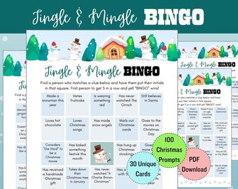 Jingle and Mingle Bingo With a Holiday Plaid Theme, Find the Guest ...