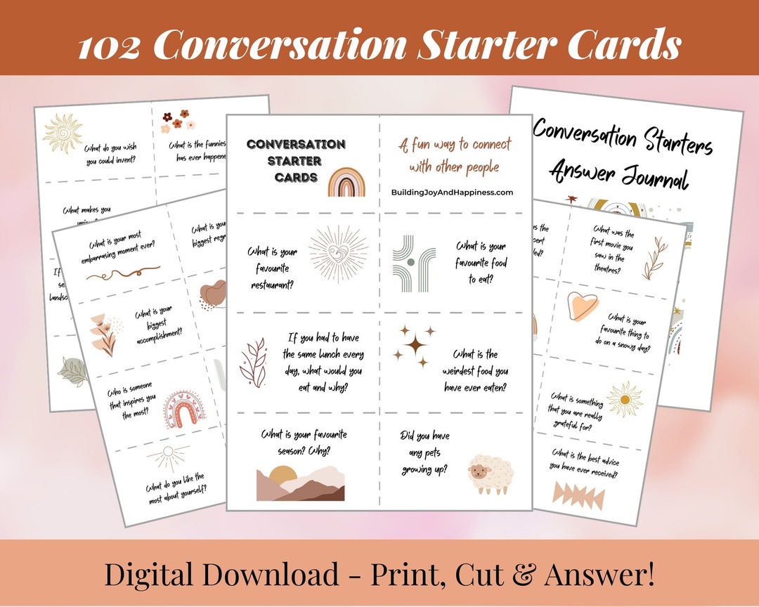 102 Conversation Cards in a Boho Design, Ice Breaker Games, Team ...