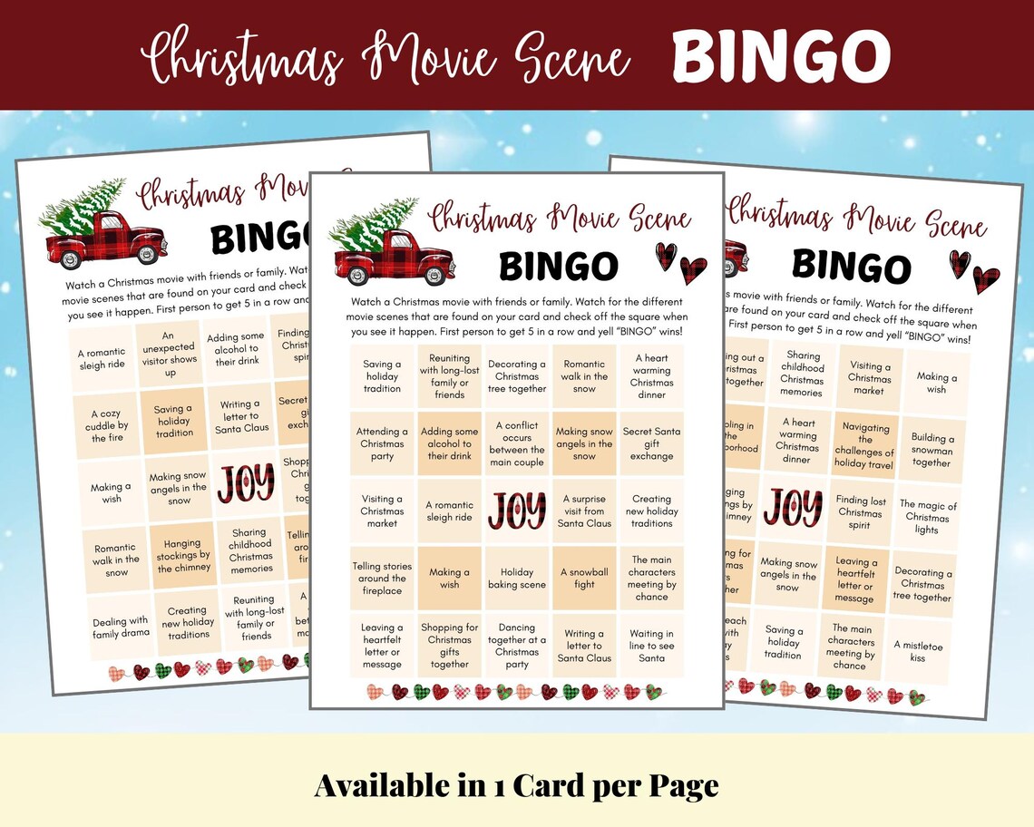 Christmas Movie Scene Bingo, 30 Unique Holiday Bingo Cards, Fun ...