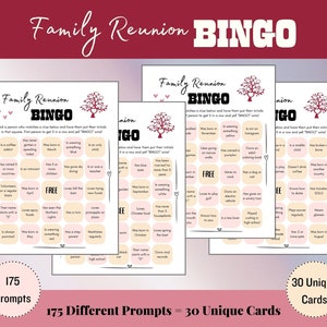 Family Reunion Bingo, Find the Guest Bingo, Team Building Games, Ice ...