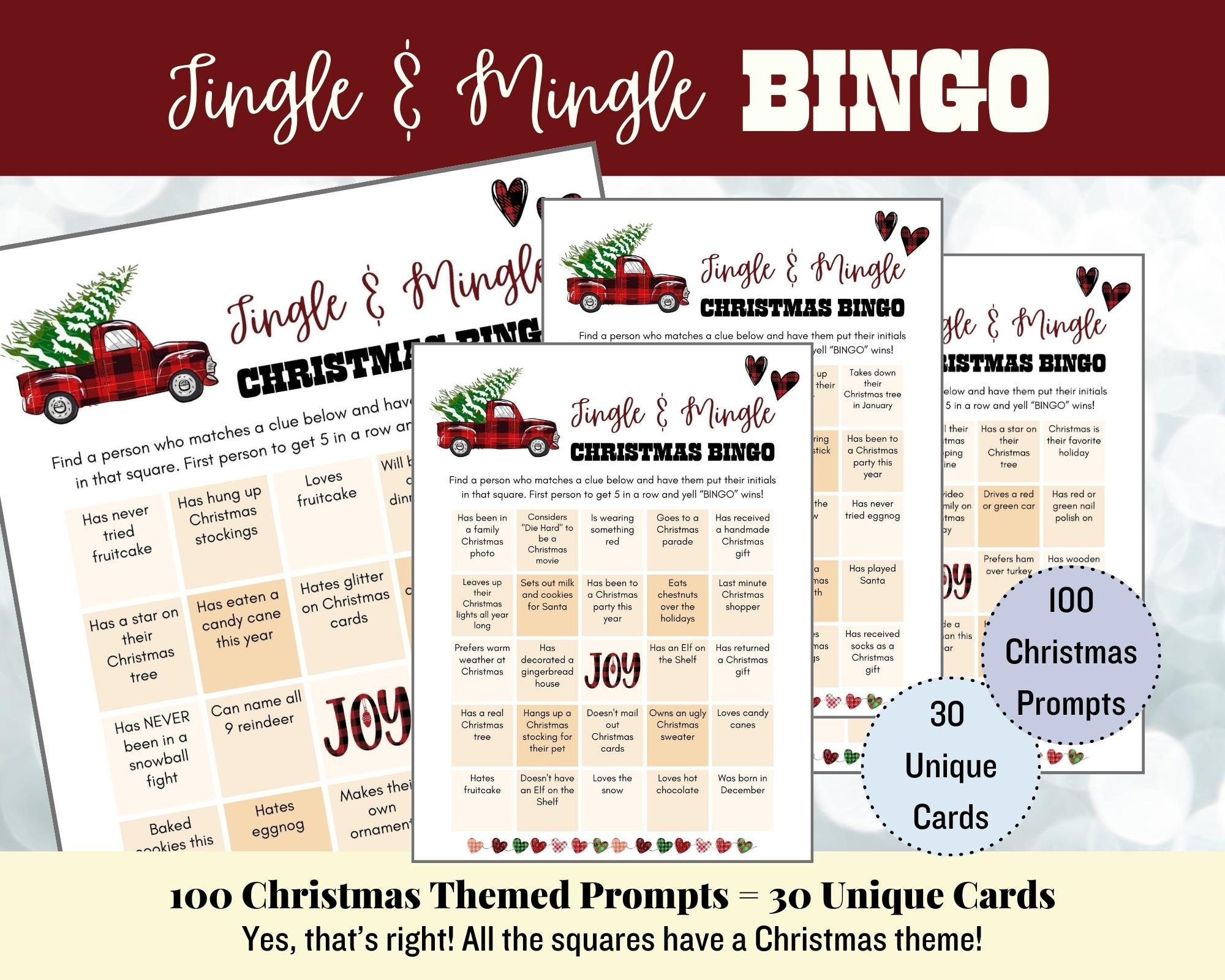 Jingle and Mingle Bingo With a Holiday Plaid Theme, Find the Guest ...
