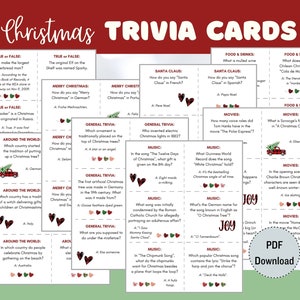 Christmas Trivia Cards for Christmas Party Games, Family Reunion Games ...