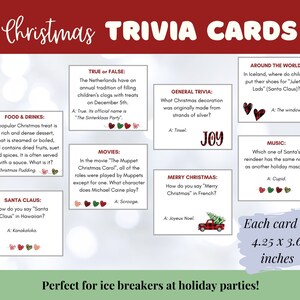 Christmas Trivia Cards for Christmas Party Games, Family Reunion Games ...