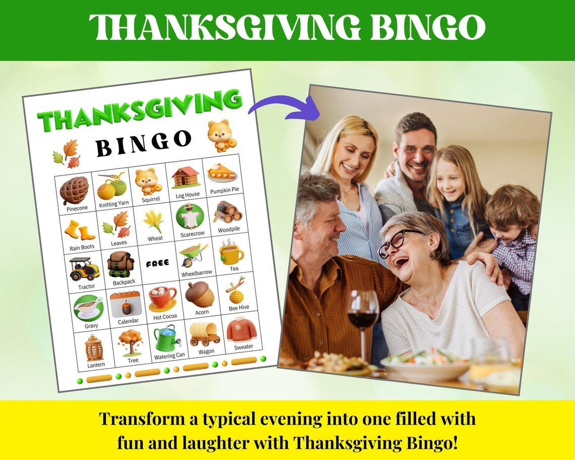 30 Thanksgiving Bingo Cards, Friendsgiving Games, Thanksgiving Games at ...