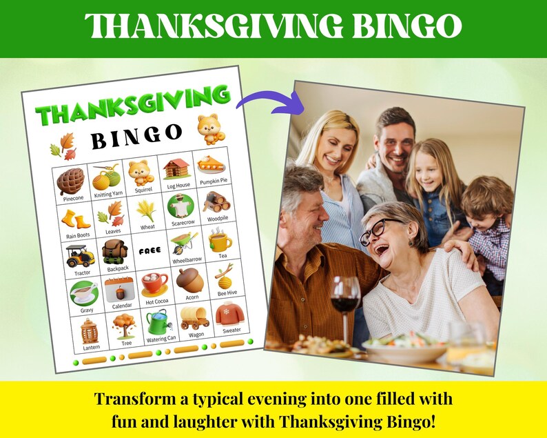 30 Thanksgiving Bingo Cards, Friendsgiving Games, Thanksgiving Games at ...