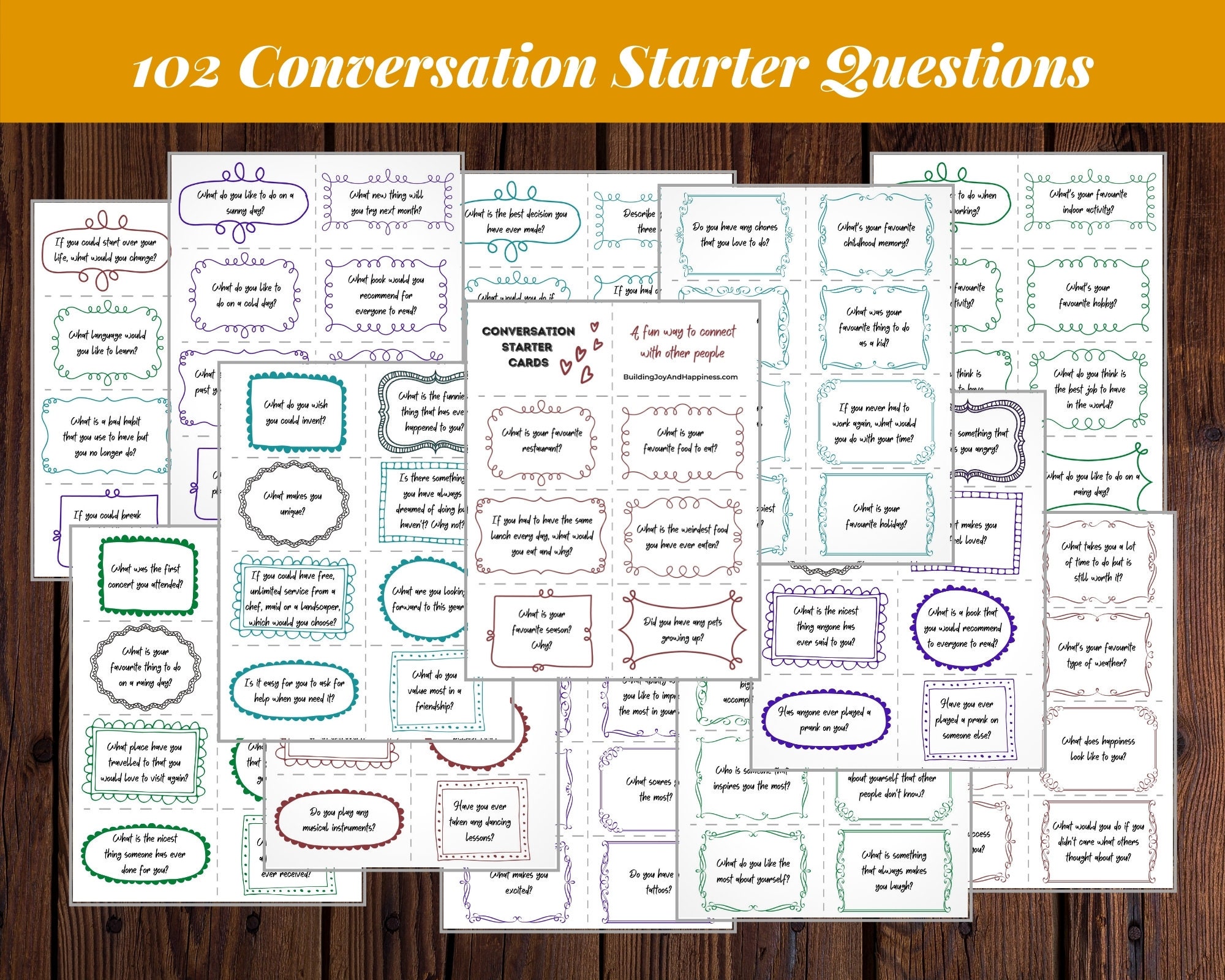 102 Conversation Starter Cards With Journal, Date Night Cards ...